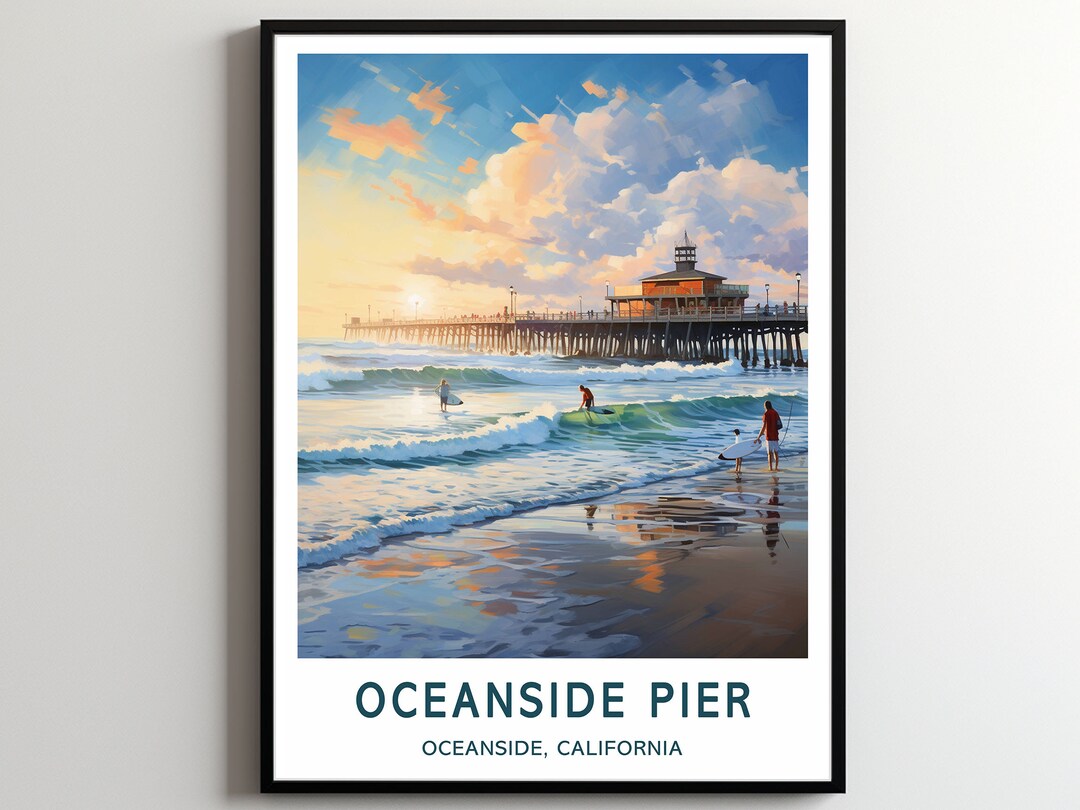Oceanside Pier Travel Print Wall Art Oceanside Pier Surf Poster ...