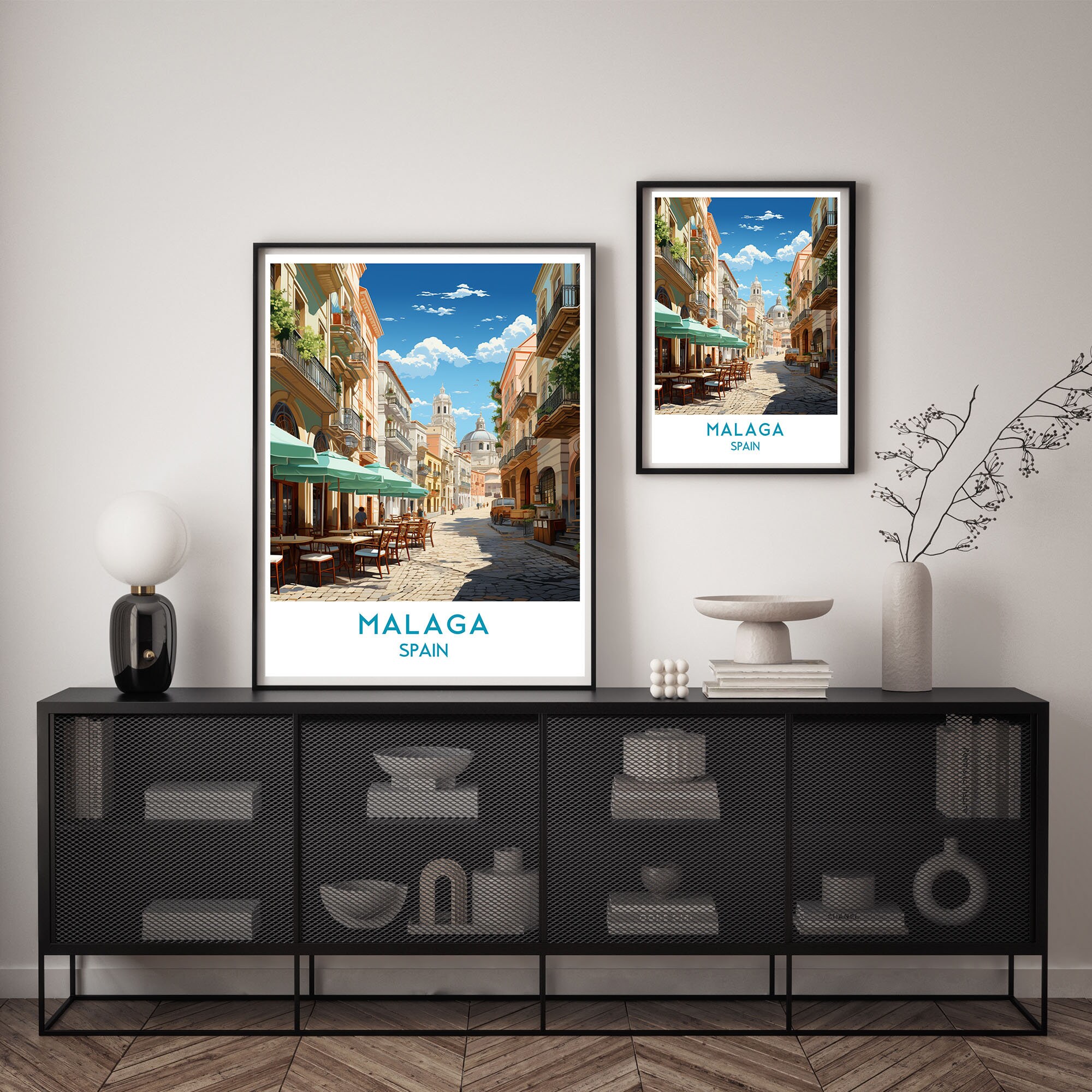 Málaga Travel Print Wall Art Málaga Pared Colgante Decoración - Etsy España