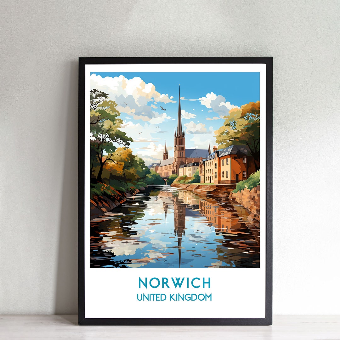 Norwich Travel Print Wall Art Norwich Wall Hanging Home Art - Etsy