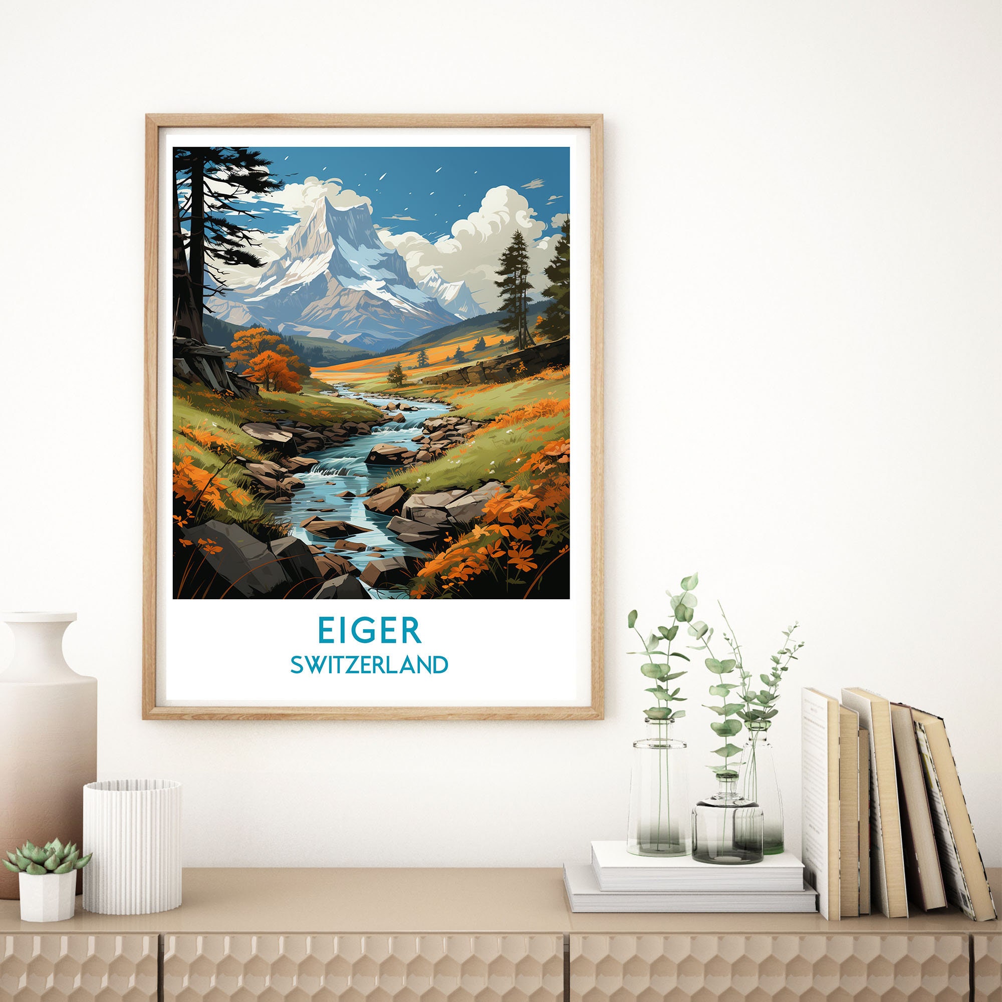 Eiger Travel Print Wall Art Eiger Wall Hanging Home Décor Eiger Gift ...