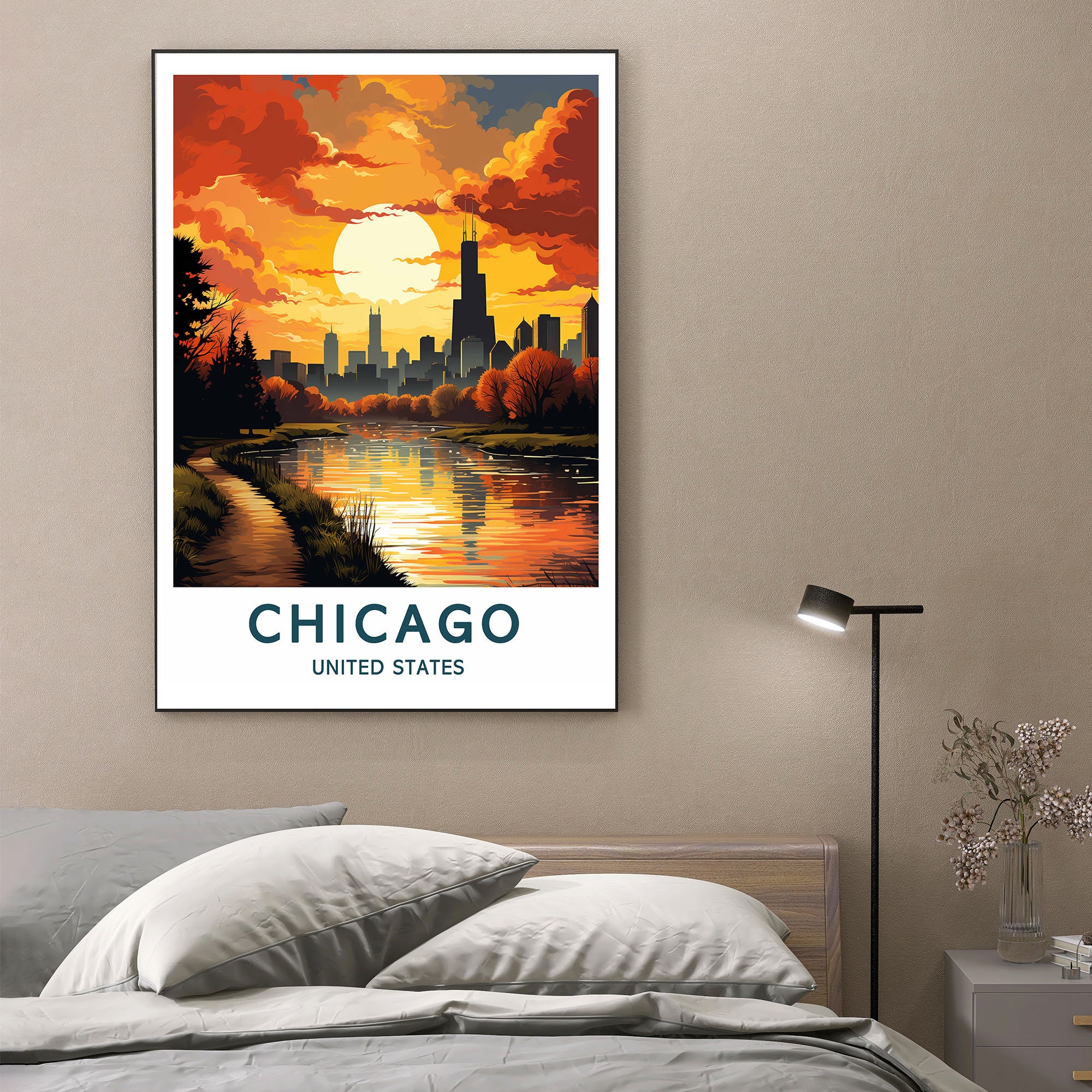 Chicago Travel Print Wall Art Chicago Wall Hanging Home Décor Chicago ...