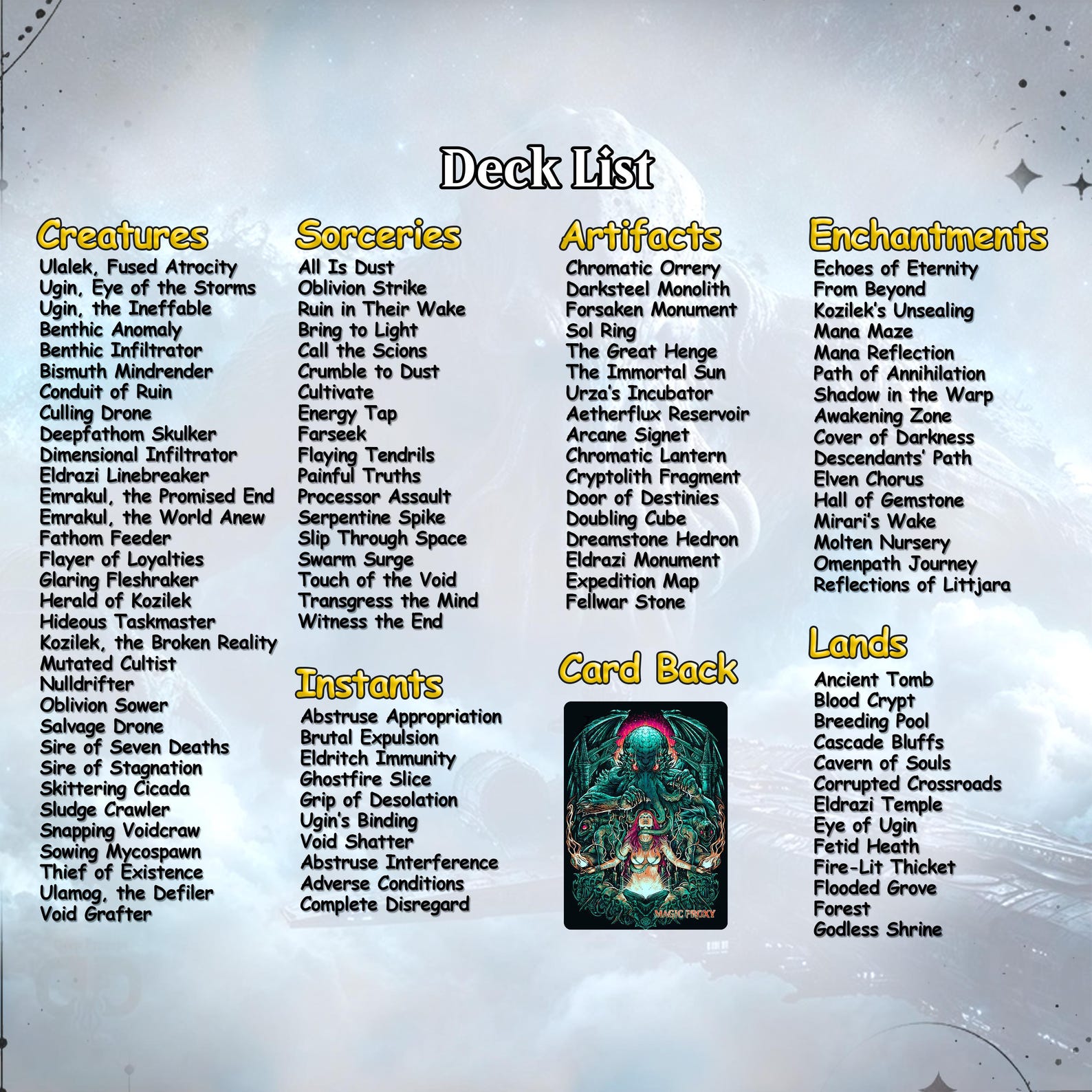 Eldrazi Cthulhu Magic Commander Deck Cedh | MTG Proxy Cards 160 ...
