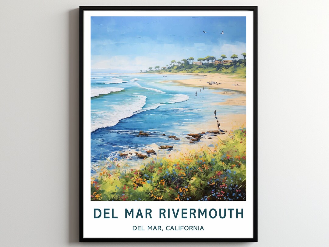 Del Mar Rivermouth Travel Print Wall Art Del Mar Rivermouth Surf Poster ...