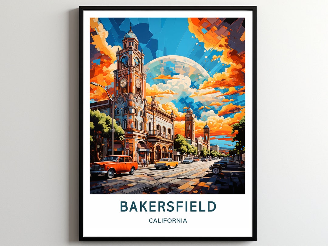 Bakersfield Travel Print Wall Art Bakersfield Wall Hanging Home Décor ...