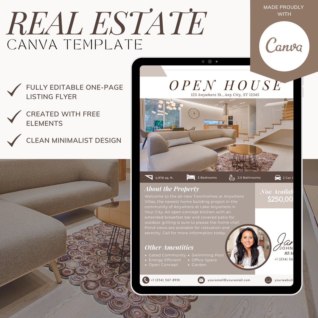 Elegant One Page Real Estate Listing Flyer - Etsy