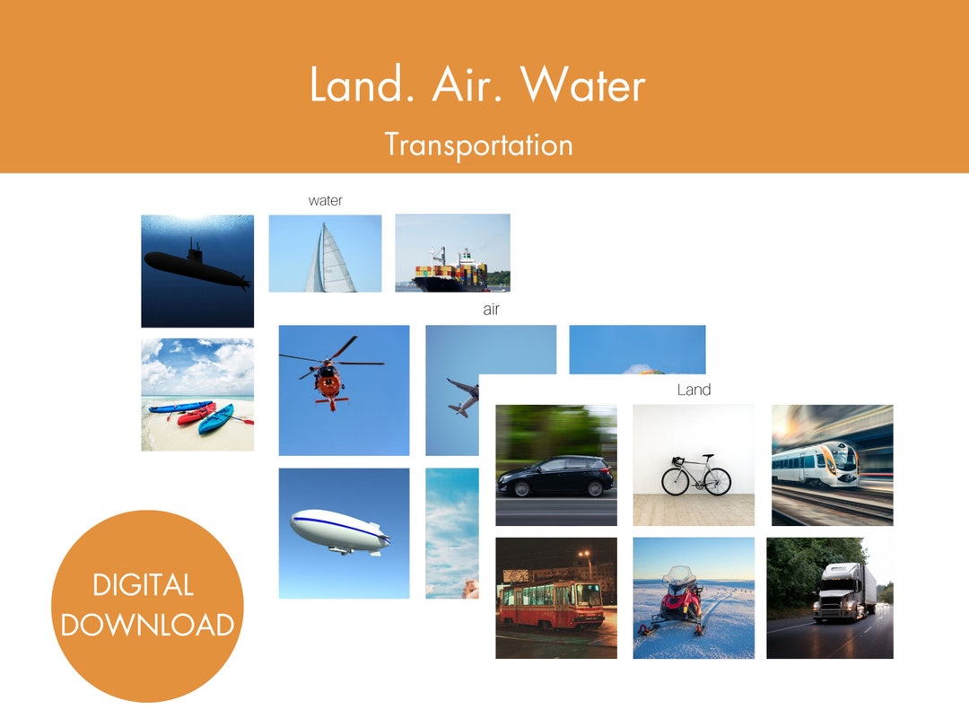 Land. Air. Water Montessori Cards (transportation) - Etsy