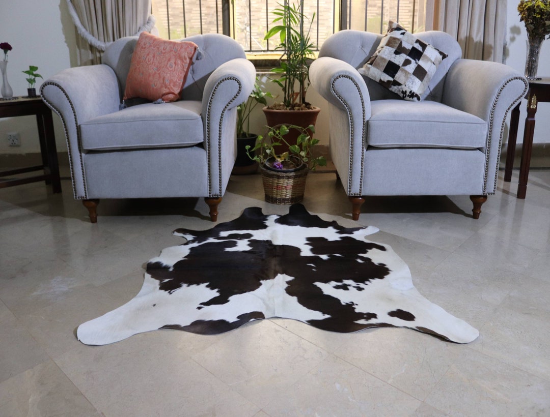 Cow Hide Rug Black and White Cow Skin Leather Area Rug Cow Hide Carpet ...
