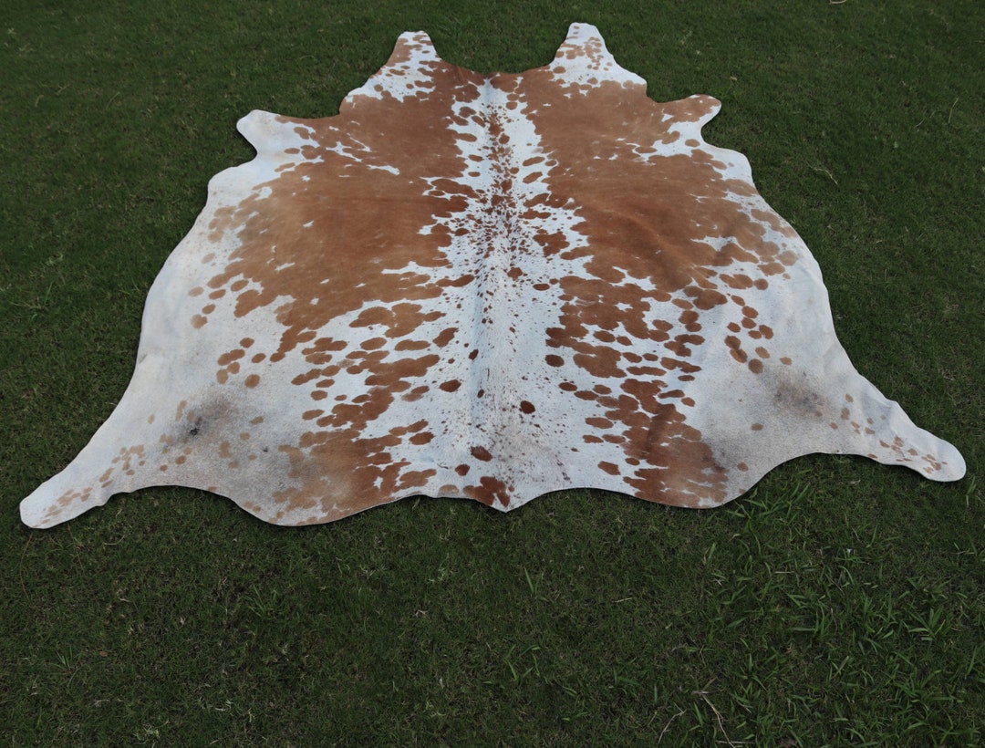 Cowhide Rug Beige and White - Speckled Brown and White Real Cow Skin ...