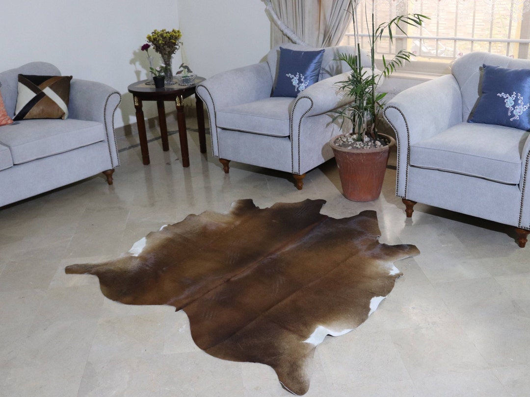 Cowhide Rug in Pure Brown, Brindle Color Cow Skin Rug for Home Decor ...