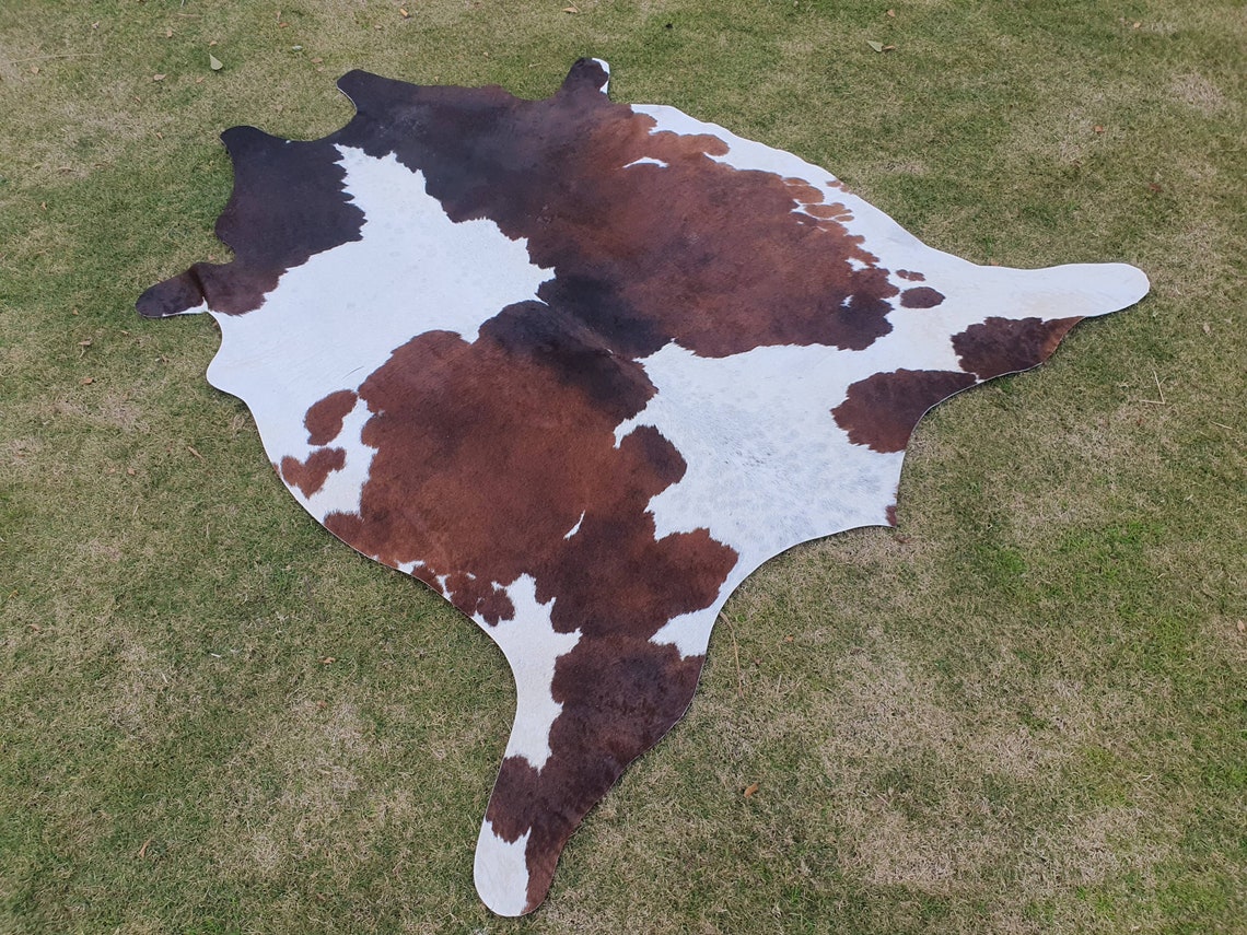 Genuine Brown and White Panda Print Cowhide Rug-exotic Cow Skin Rug for ...