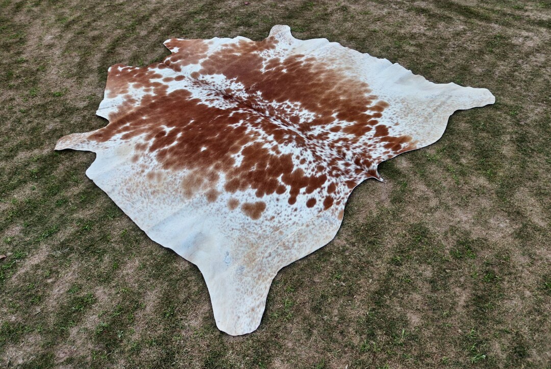 Brown and White Cowhide Rug, Real Cow Skin Rug, Custom Cow Hide Floor ...