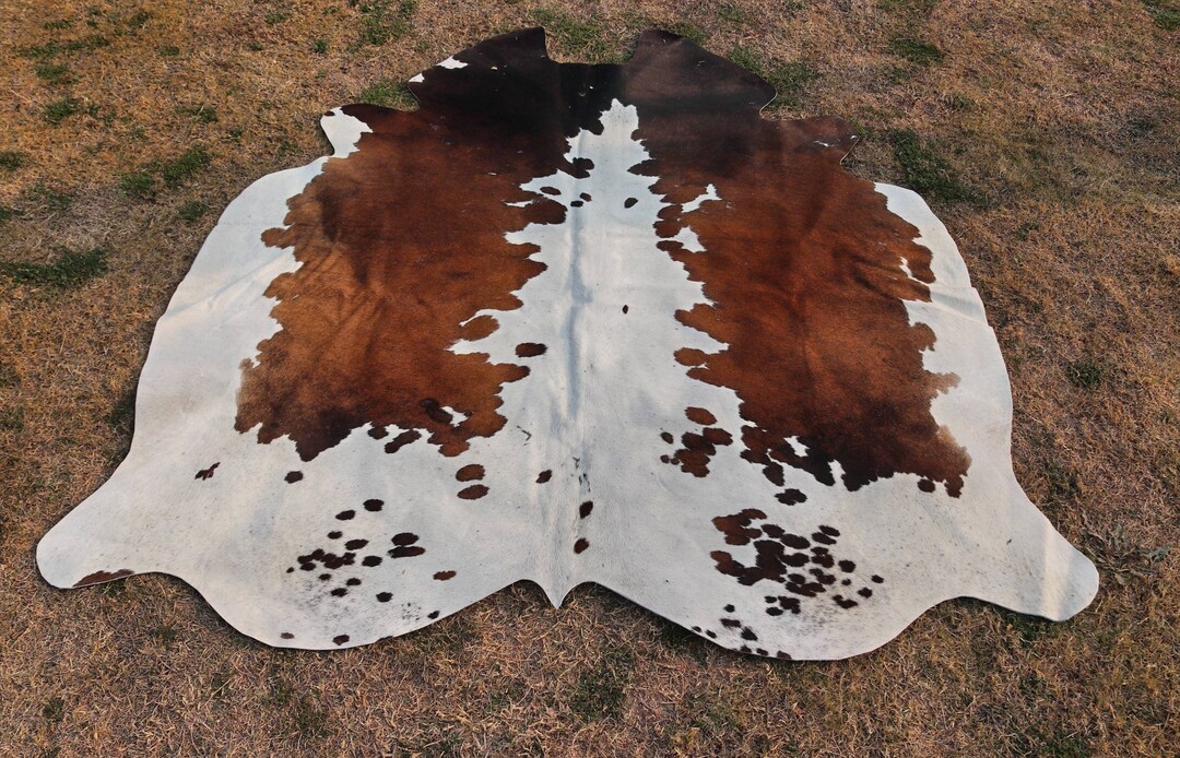 Cowhide Brown and White Tricolor Cowhide Rug Real Cow Skin Rugs ...
