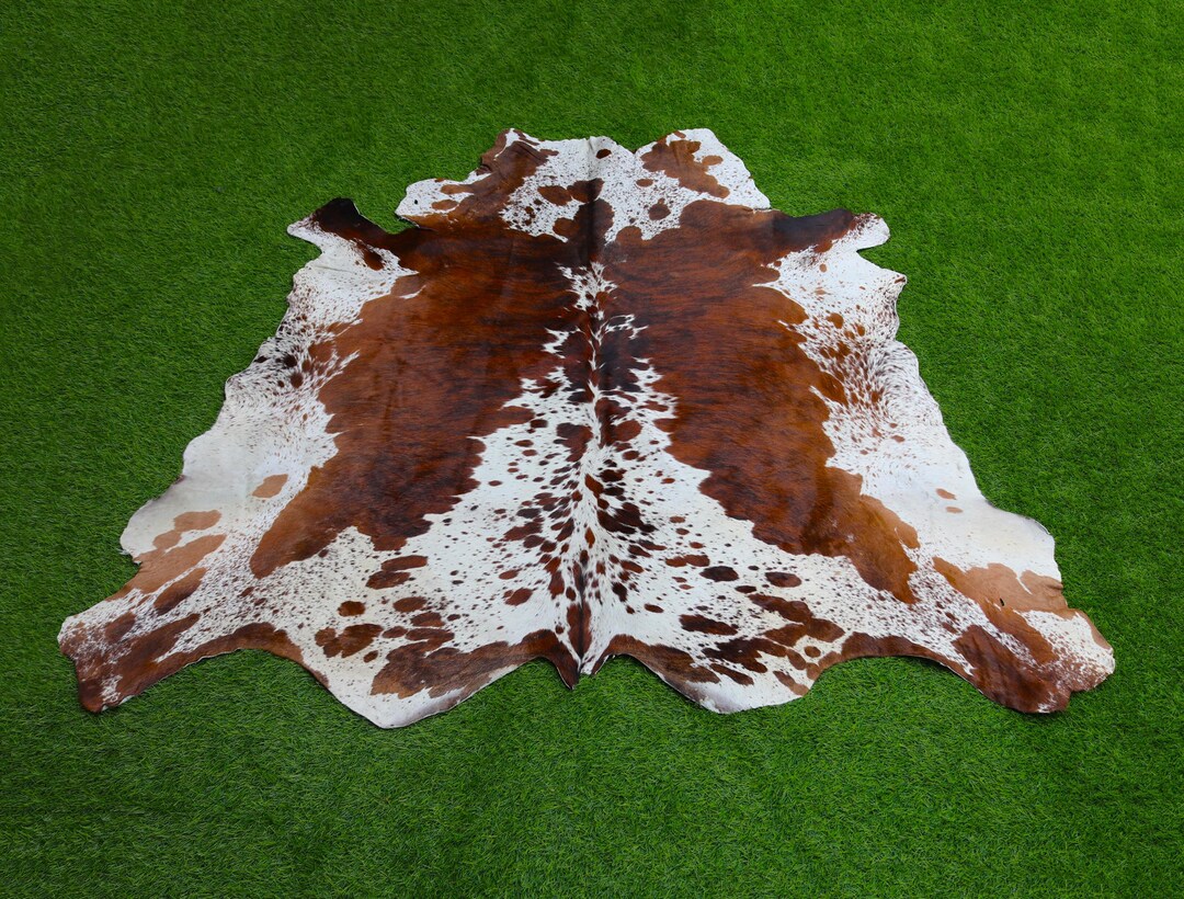 Brindle Cow Rug Tricolor Hair on Cowhide Skin Rug Brown and White ...