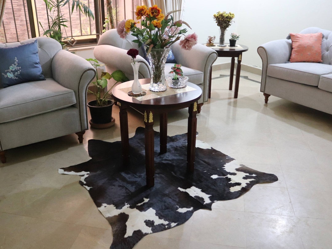 Tricolor Cowhide Rug Exclusive Dark Brown and White Cow Rug Cow Hide ...