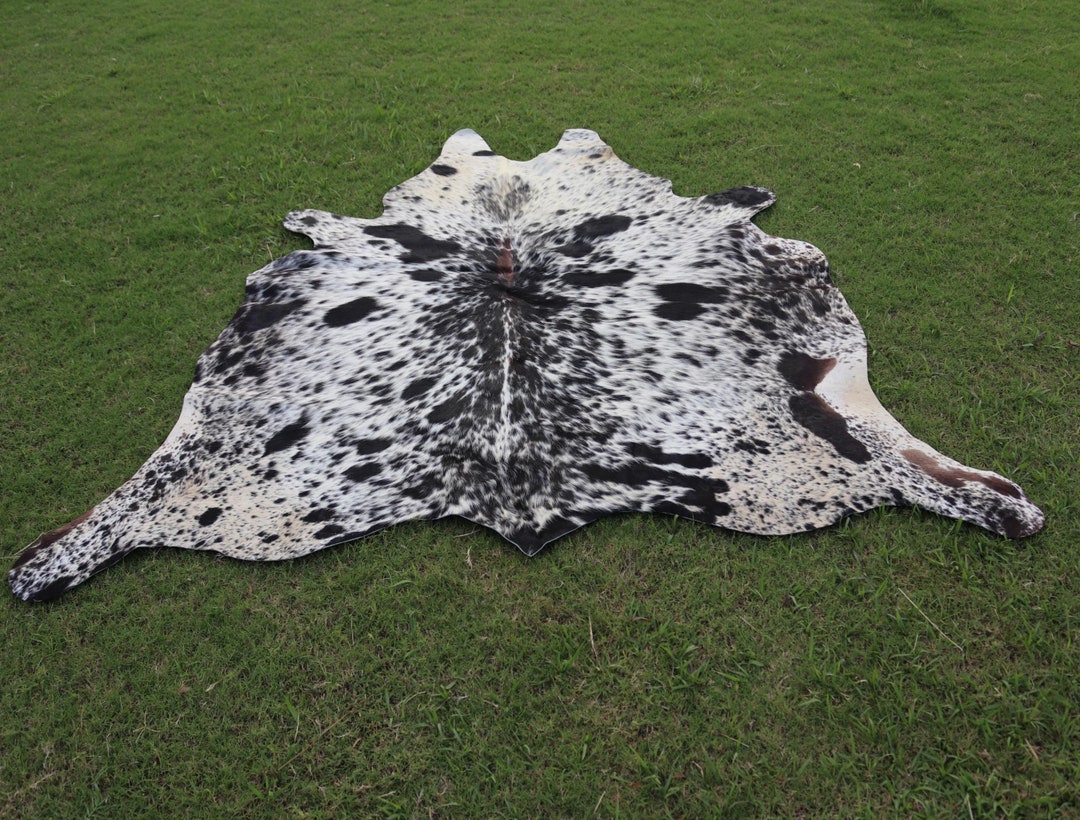 Cowhide Rug Black and White - Black Speckled Real Cow Skin Rug - Cow ...