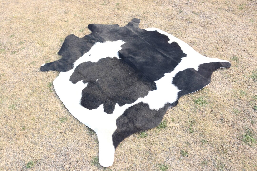 Exotic Cowhide Rug in Black and White, Brazilian Panda Print Cow Skin ...