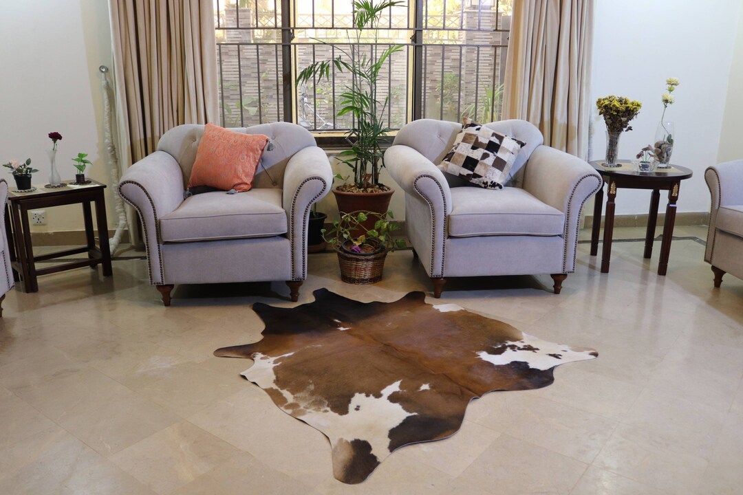 Tricolor Cow Hide Leather Rug Brown and White Cow Hide for Western ...