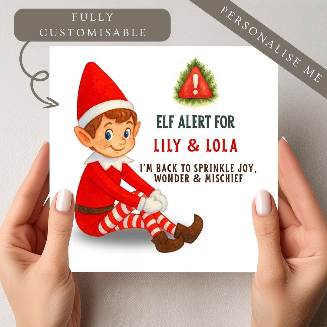 Personalised Elf Arrival Card | Elf Alert Card With Gift Tag | Custom ...
