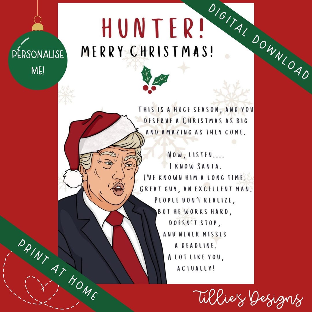 Digital Personalised President Trump Christmas Card 5x7 Print at Home ...