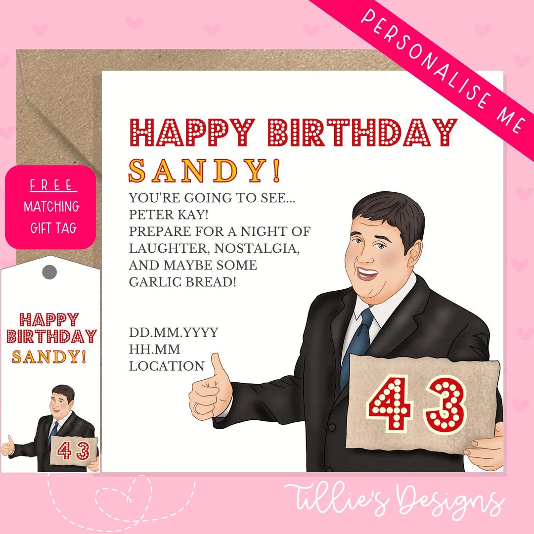Peter Kay Live Funny Birthday Card Personalised Gift Card for Fans ...