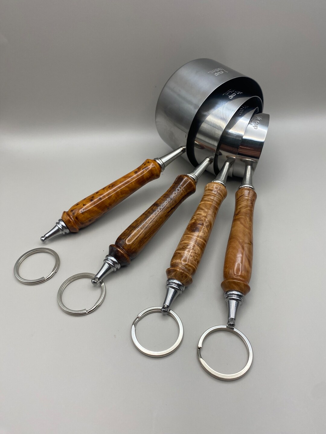 Measuring Cups Set With Burl Wood Handles Beautiful Measuring Cups ...