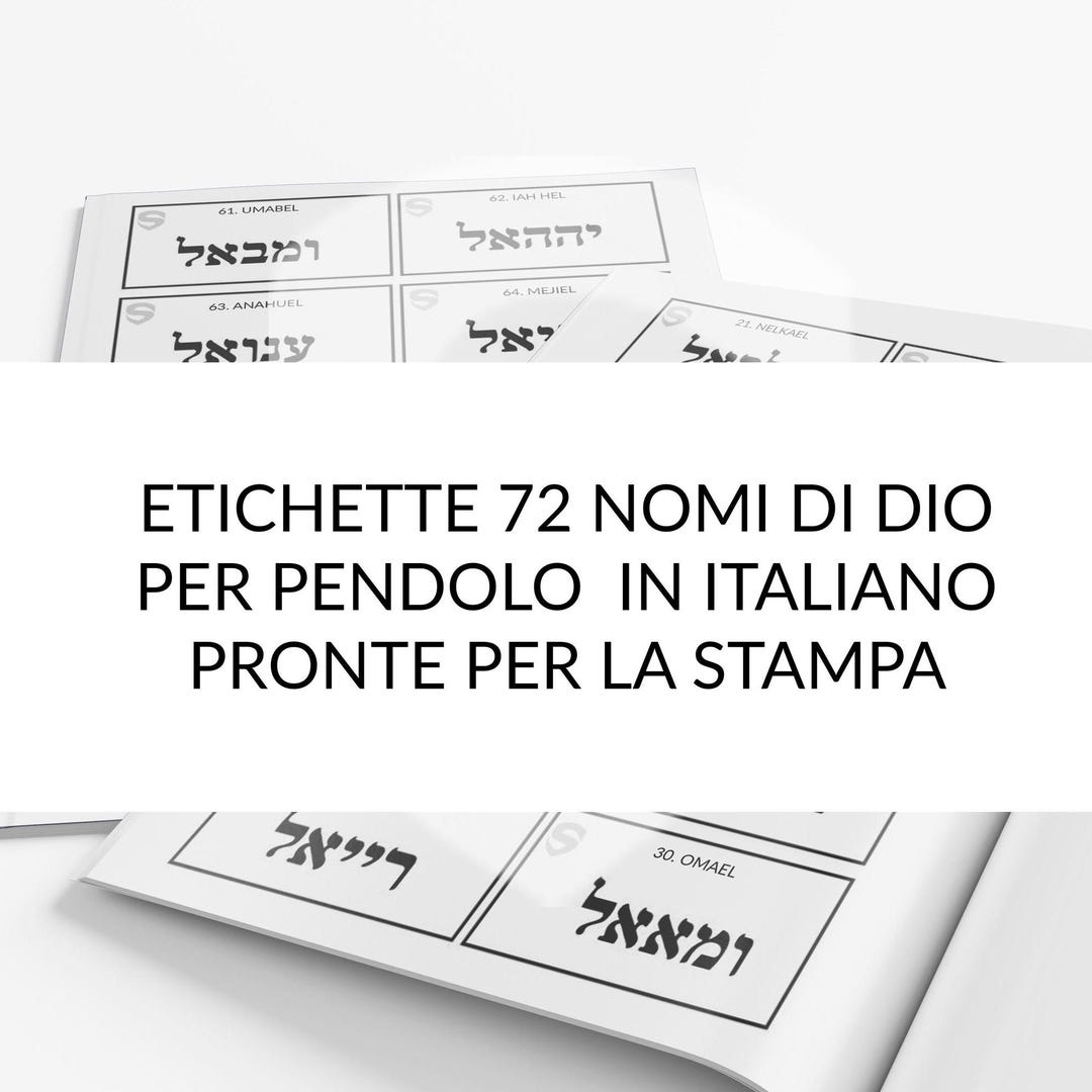 72 Names of God and Hebrew Alphabet: Digital Hebrew Pendulum Labels ...