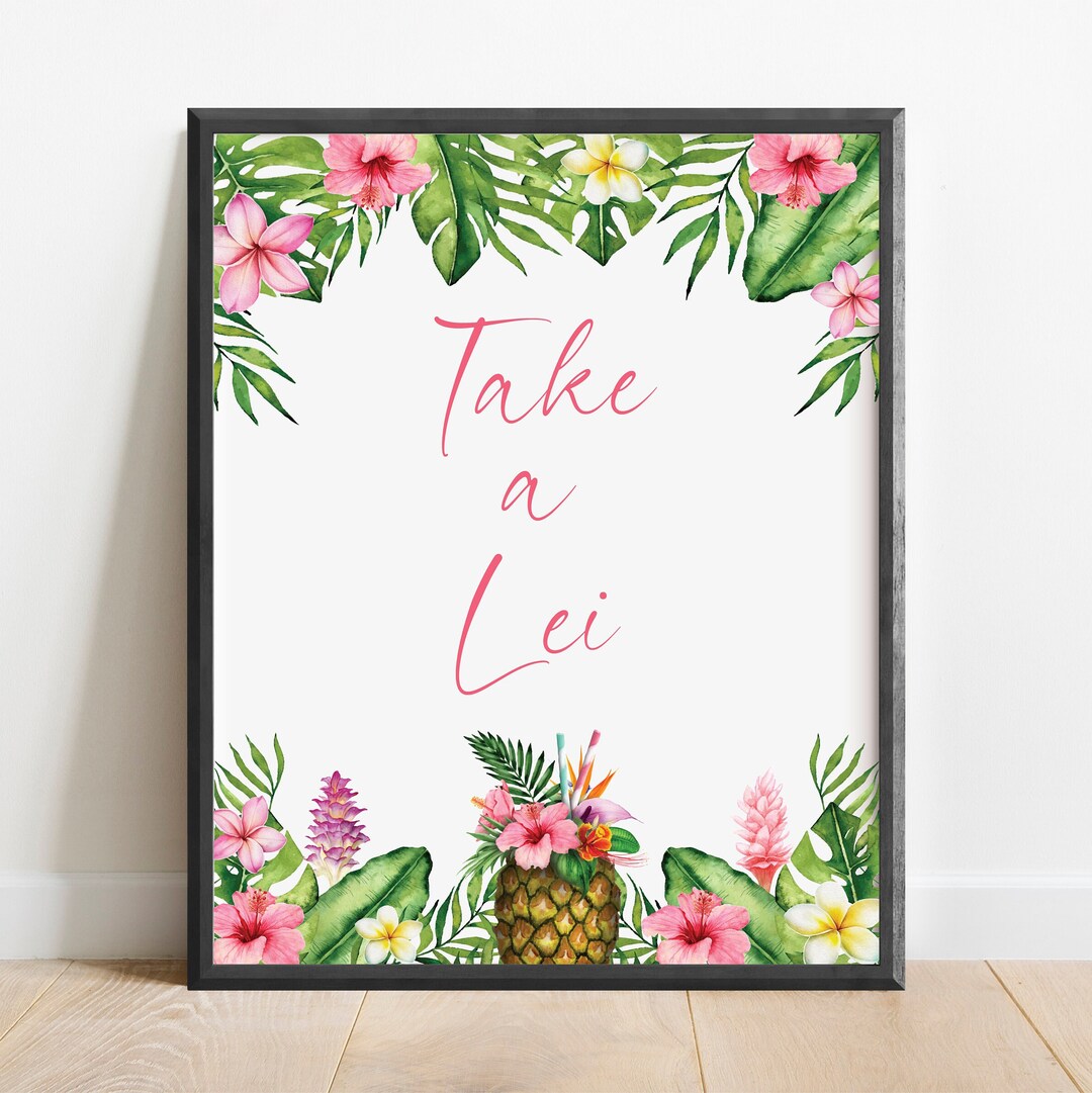 Take a Lei Sign Printable Take a Lei Sign Tropical Bridal - Etsy