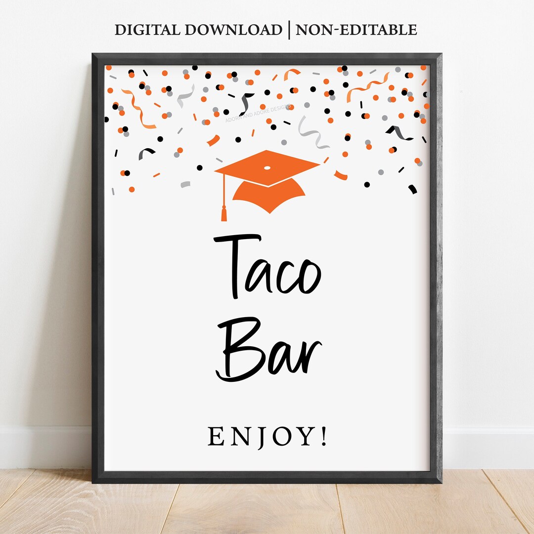 Graduation Tacos Sign, Graduation Taco Bar Sign, Printable Graduation ...