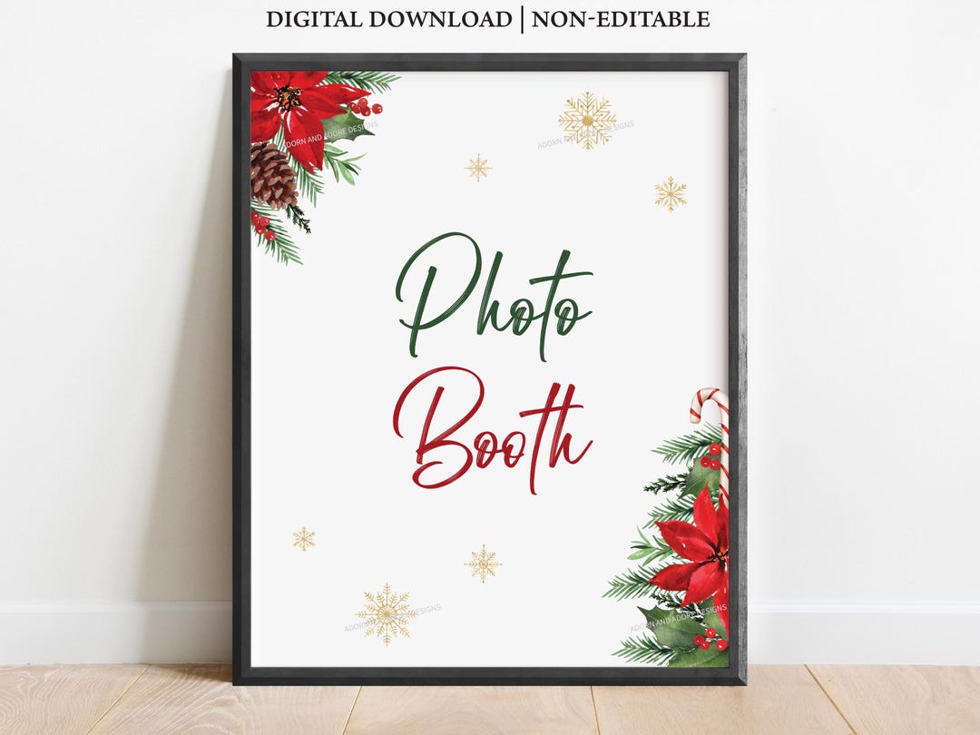 Christmas Photo Booth Sign, Holiday Photo Booth Sign, Printable ...