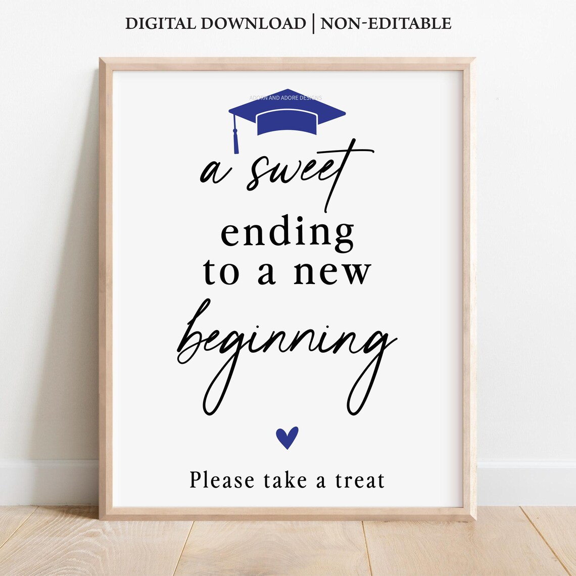 A Sweet Ending to A New Beginning Graduation Sign, Printable A Sweet ...