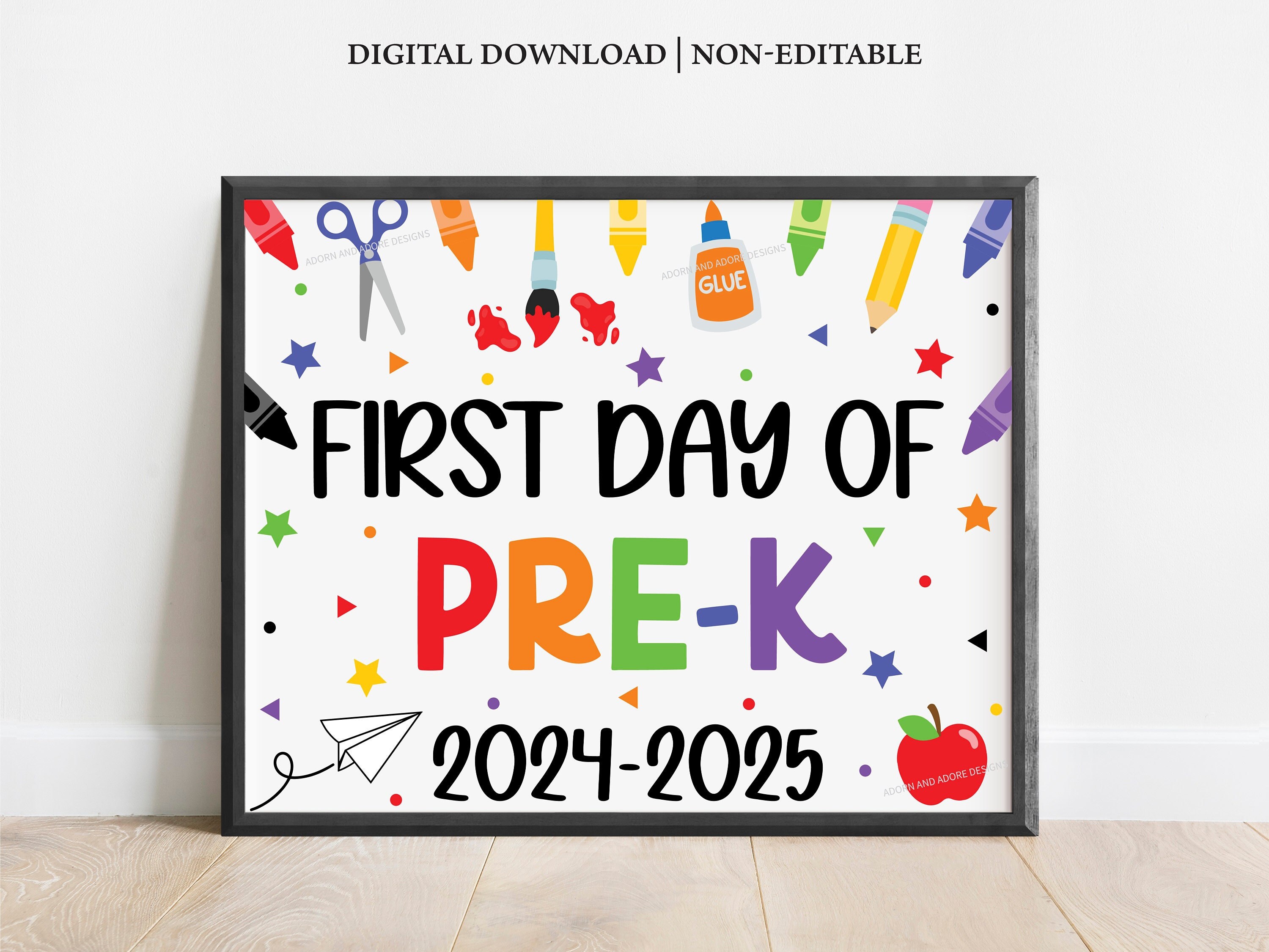 First Day of Pre K Sign, Printable First Day of Pre K Sign, First Day ...