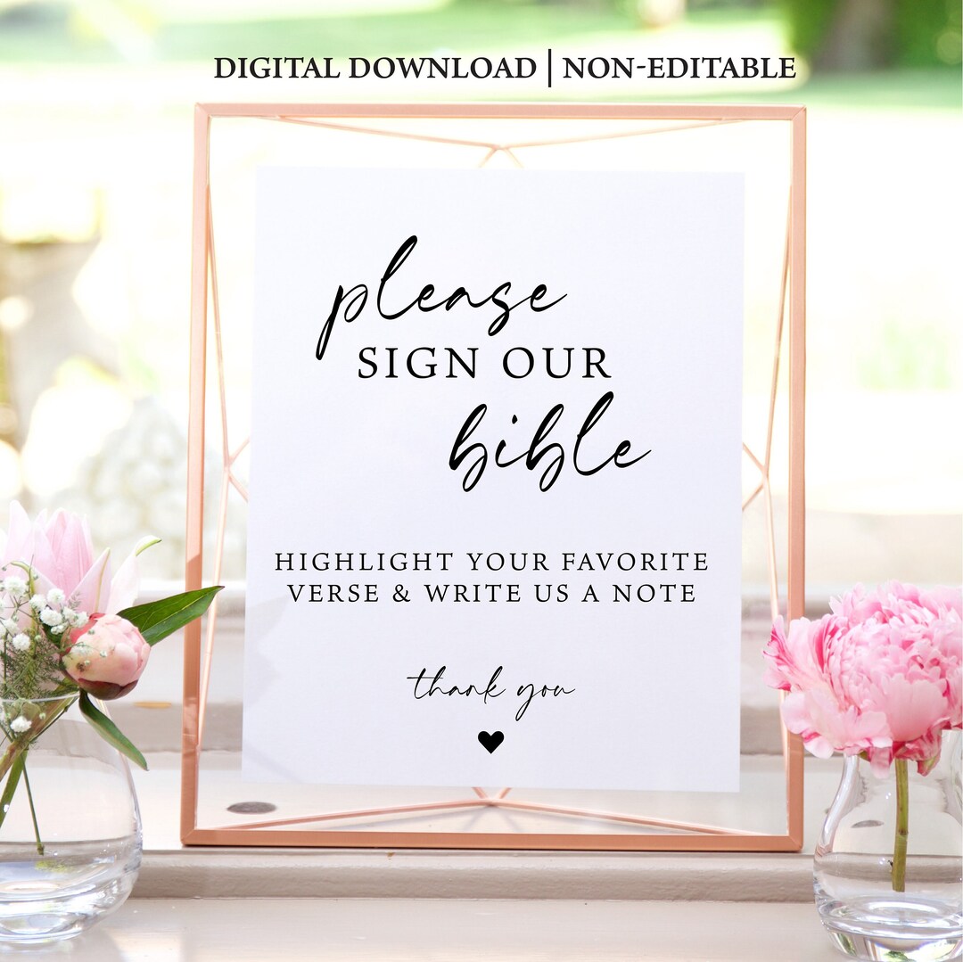 Sign Our Bible, Sign Our Bible Sign, Sign Our Bible Wedding Sign ...