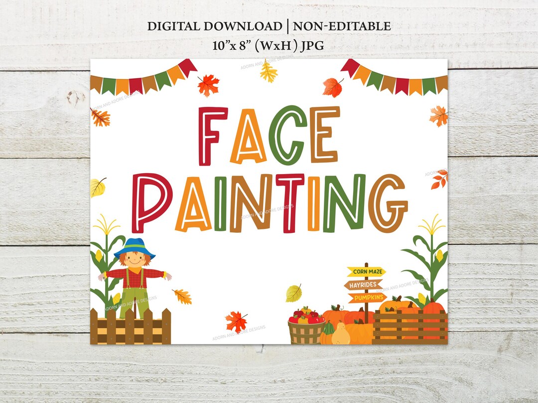 Face Painting, Fall Festival Signs, Harvest Festival Signs, Fall ...