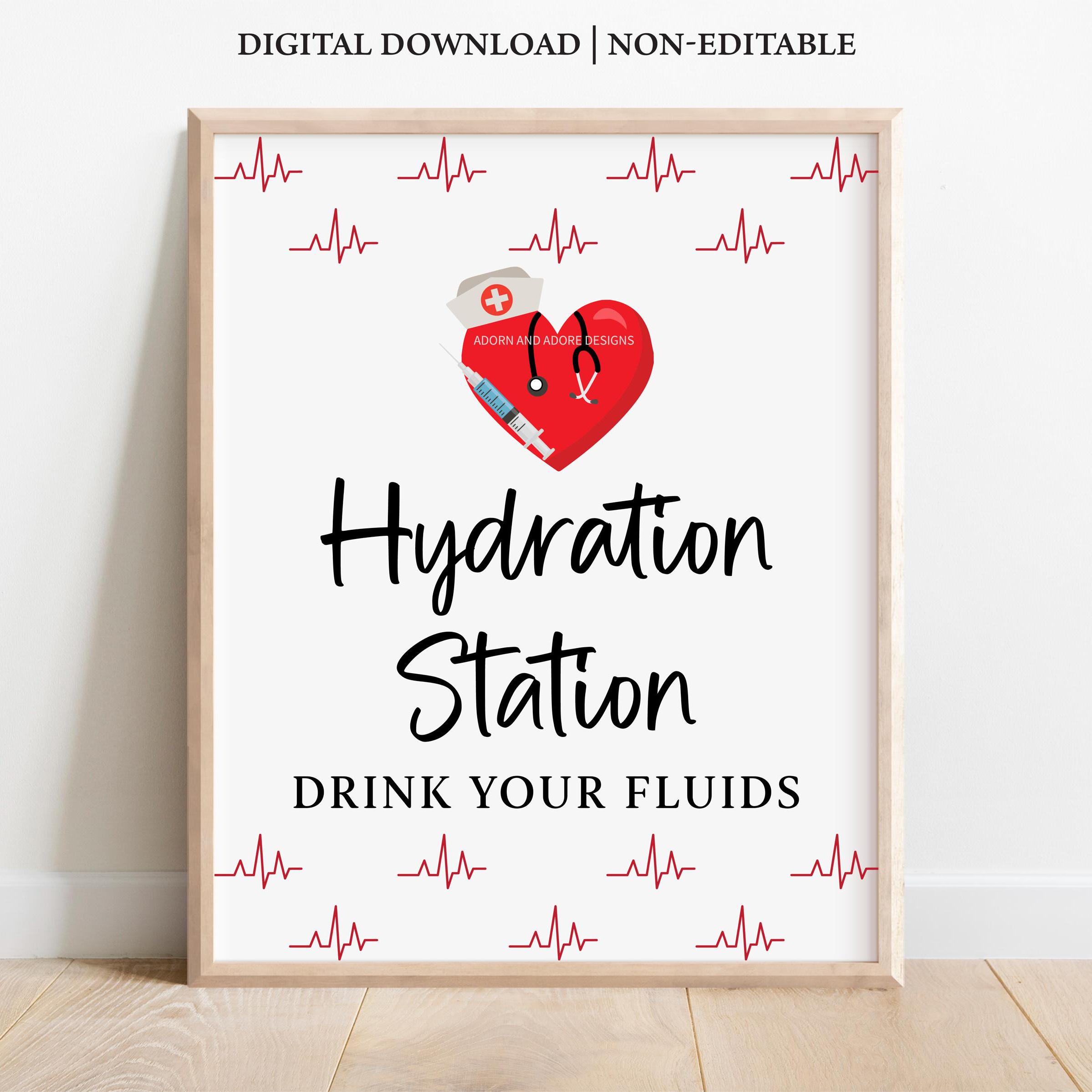 Hydration Station Sign, Nurse Graduation Sign, Nurse Graduation Signs ...