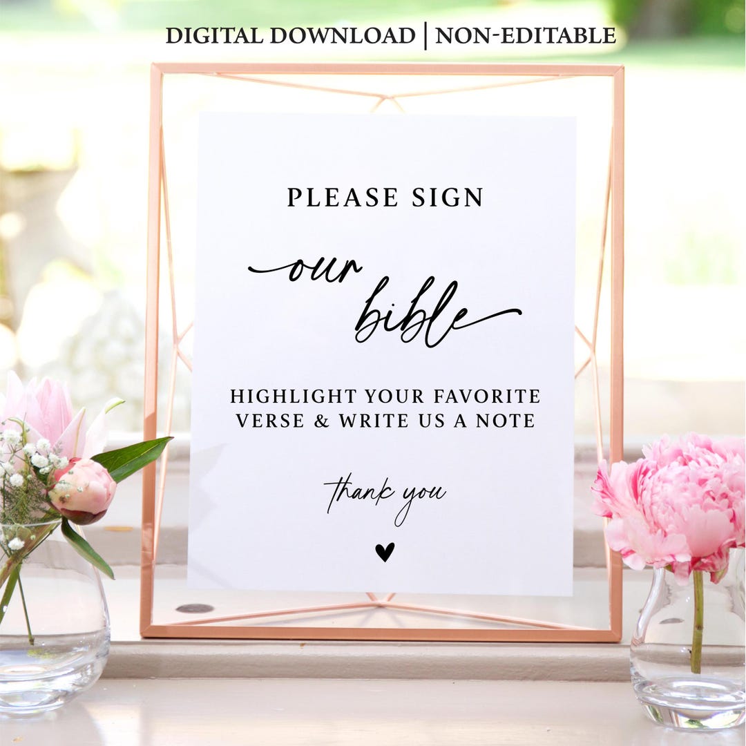 Sign Our Bible, Sign Our Bible Sign, Sign Our Bible Wedding Sign ...
