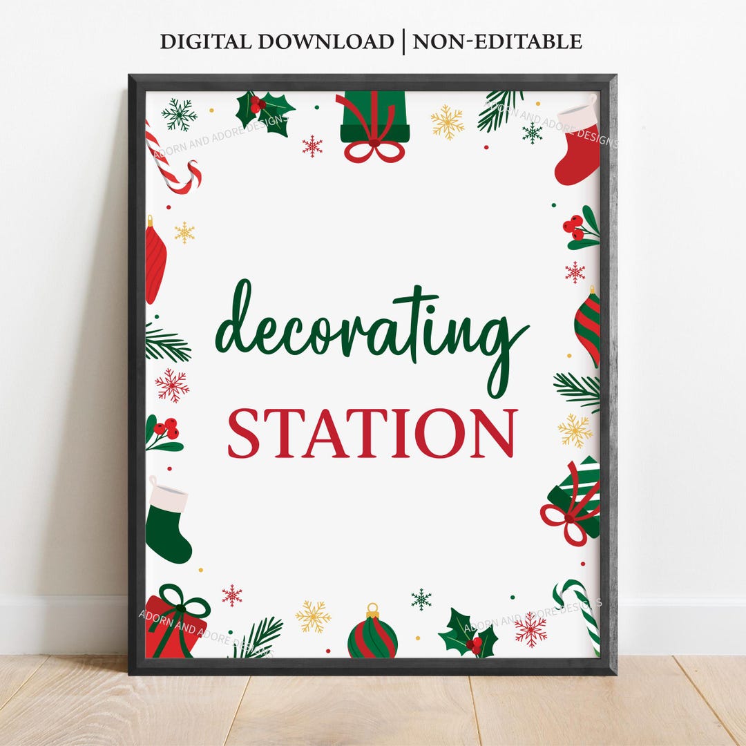 Decorating Station Sign, Printable Decorating Station Sign, Christmas ...