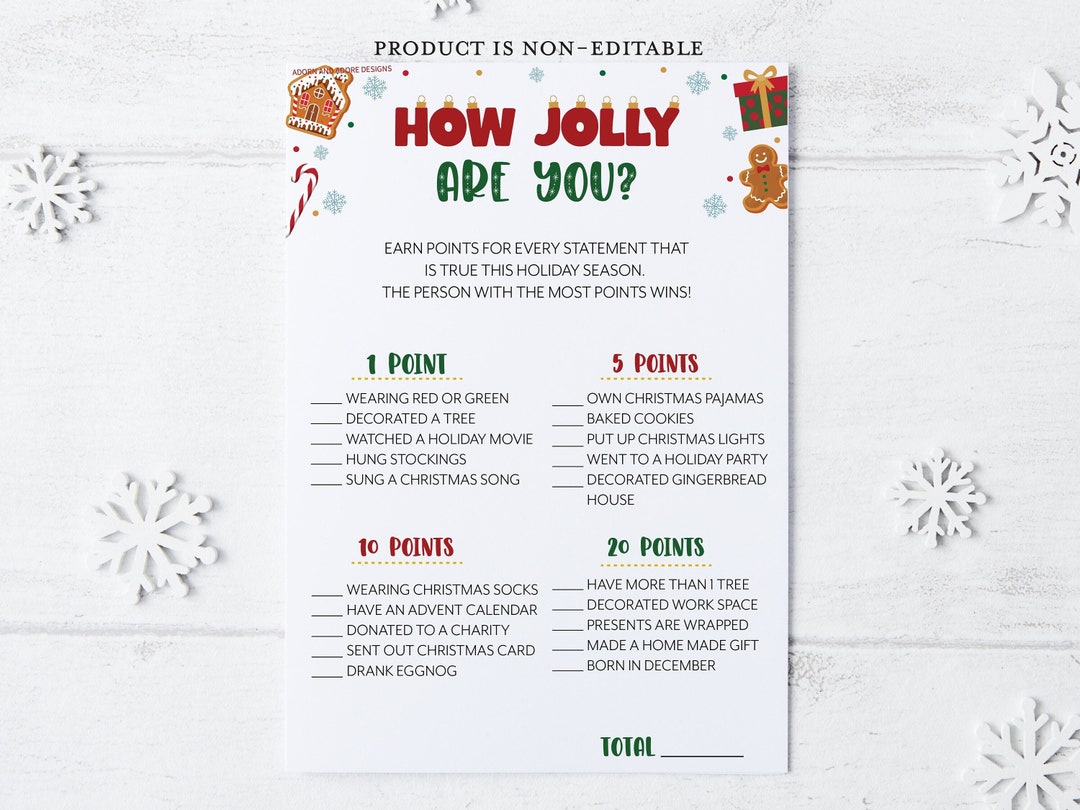 How Jolly Are You How Jolly Are You Game Printable Christmas - Etsy