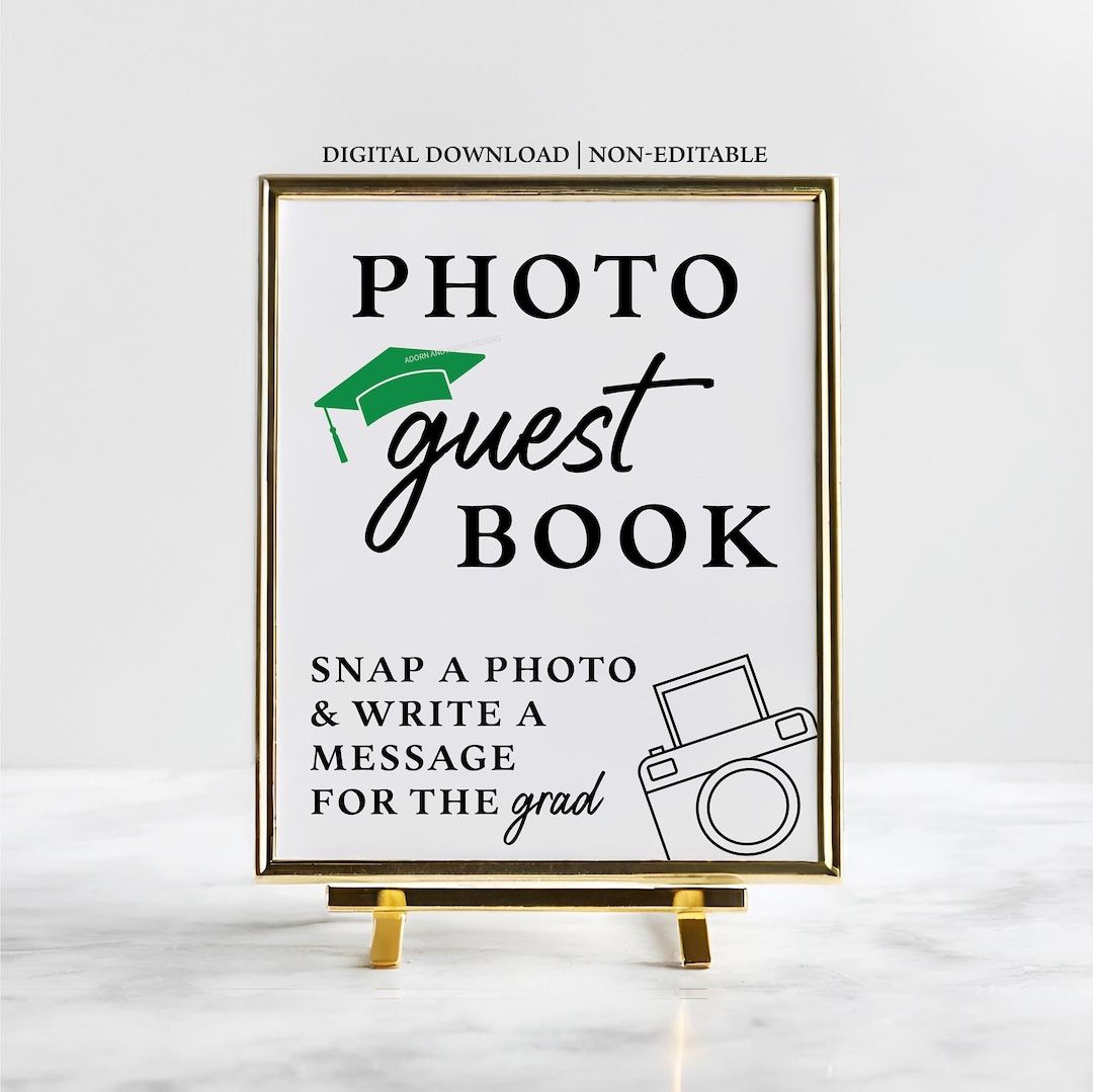 Graduation Photo Guestbook, Printable Graduation Photo Guestbook Sign ...