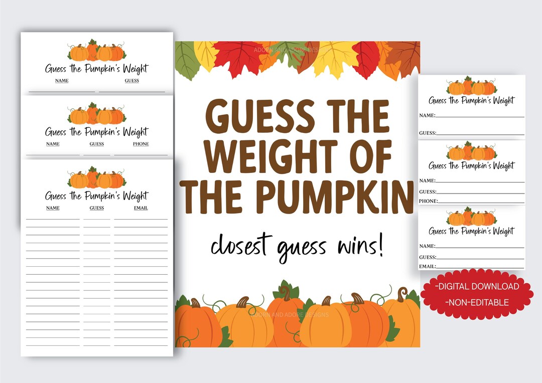 Guess the Weight of the Pumpkin, Fall Festival Signs, Harvest Festival ...