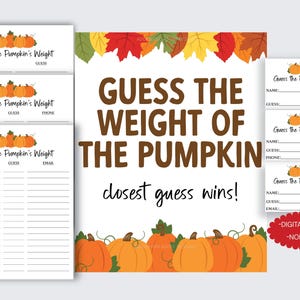 Guess the Weight of the Pumpkin, Fall Festival Signs, Harvest Festival ...