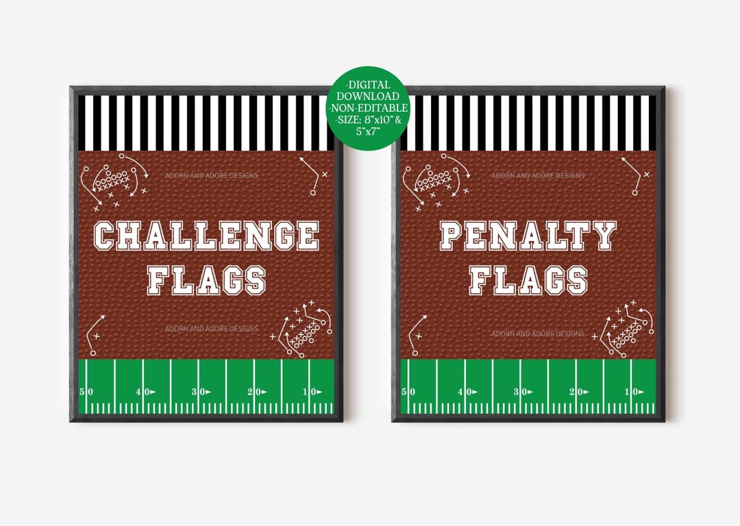 Challenge Flags Sign, Penalty Flags Sign, Football Party Signs, Digital ...