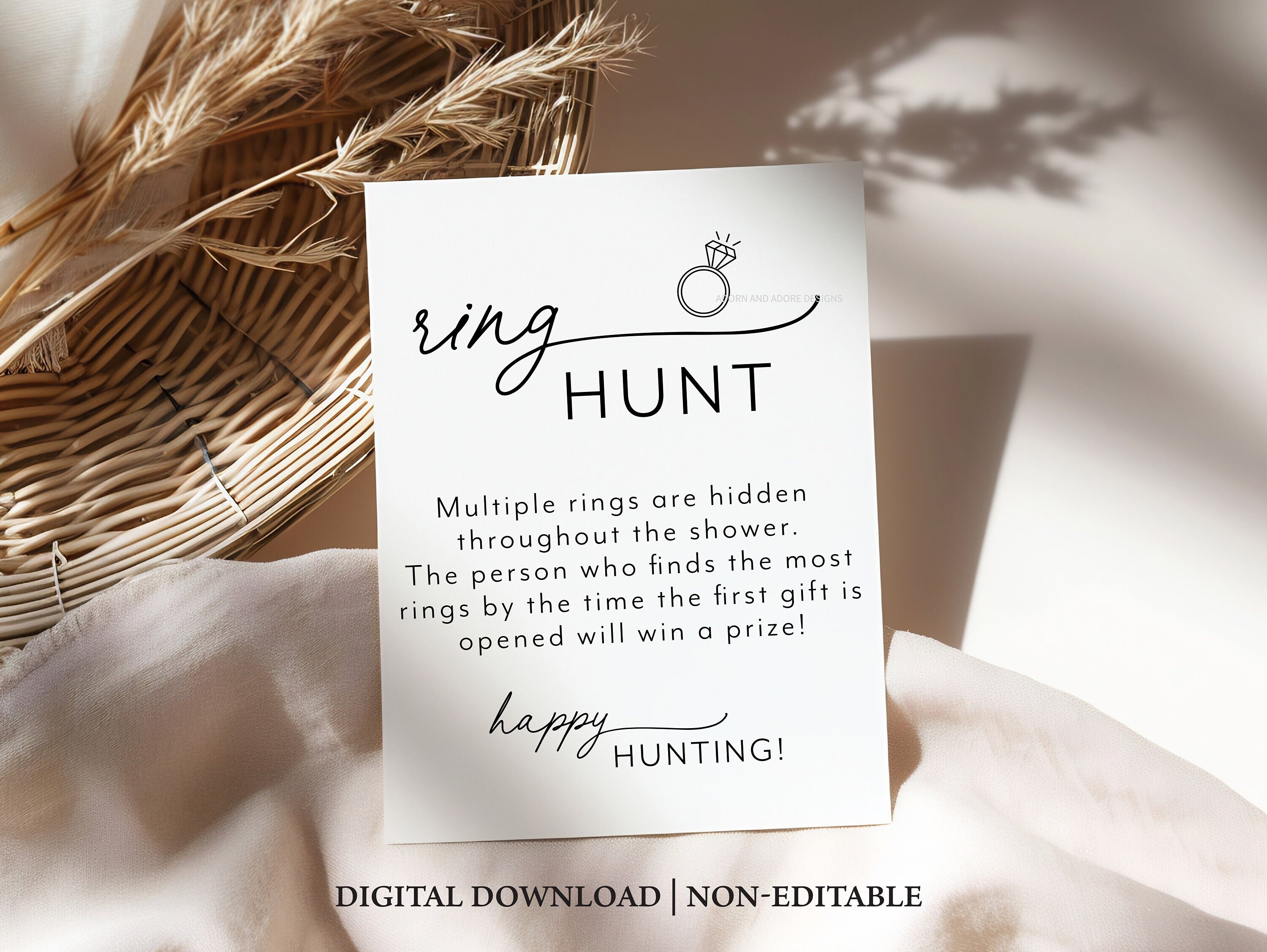 Ring Hunt Sign, Printable Ring Hunt, Bridal Shower Ring Hunt, Bridal ...