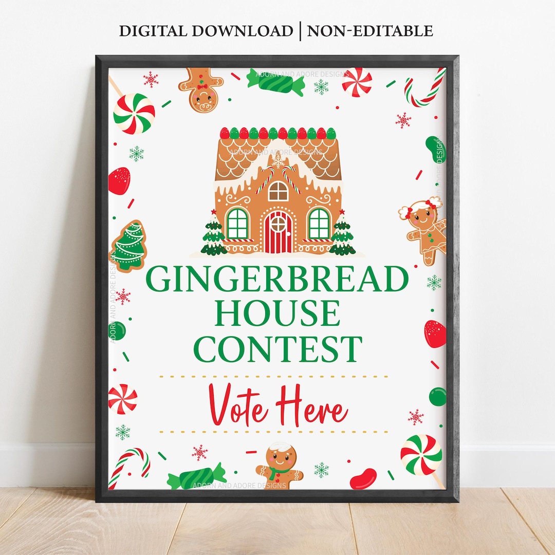Gingerbread House Decorating Voting Sign, Gingerbread House Decorating ...