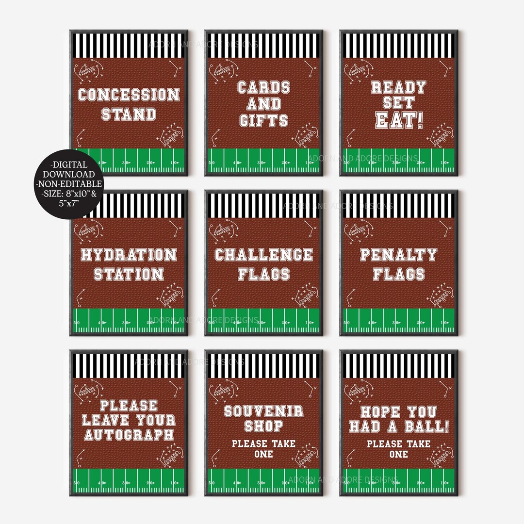 Football Party Signs, Digital Download - Etsy