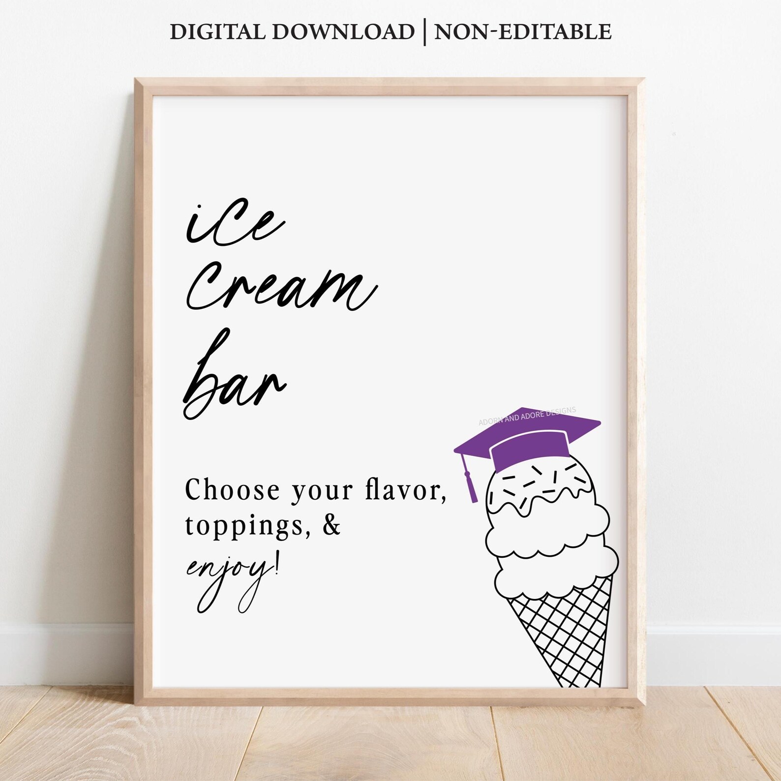 Graduation Ice Cream Bar, Graduation Ice Cream Bar Sign, Printable Ice ...