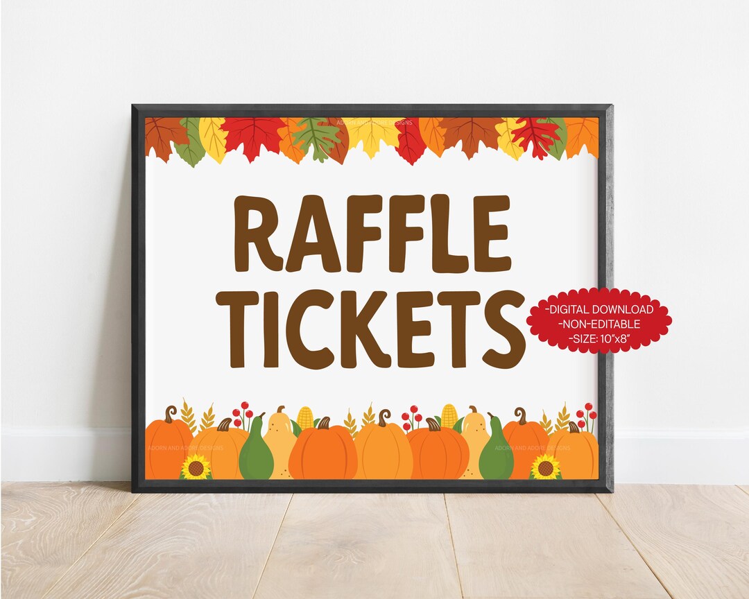 Raffle Tickets, Fall Festival Signs, Harvest Festival Signs, Fall ...