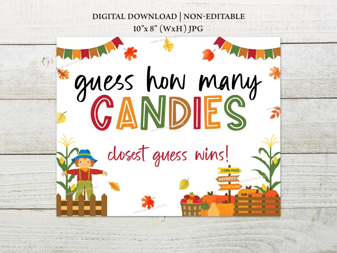 Guess How Many Candies, Fall Festival Signs, Harvest Festival Signs ...