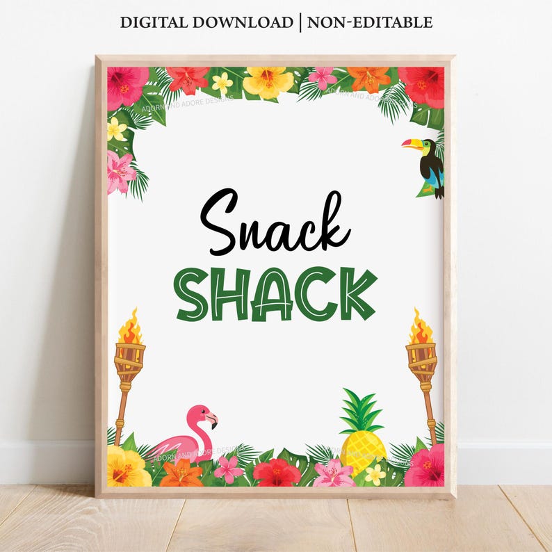 Snack Shack Sign, Luau Snack Shack Sign, Tropical Snack Shack Sign ...