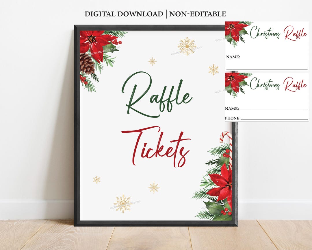 Christmas Raffle Tickets Sign, Printable Christmas Raffle Tickets Sign ...