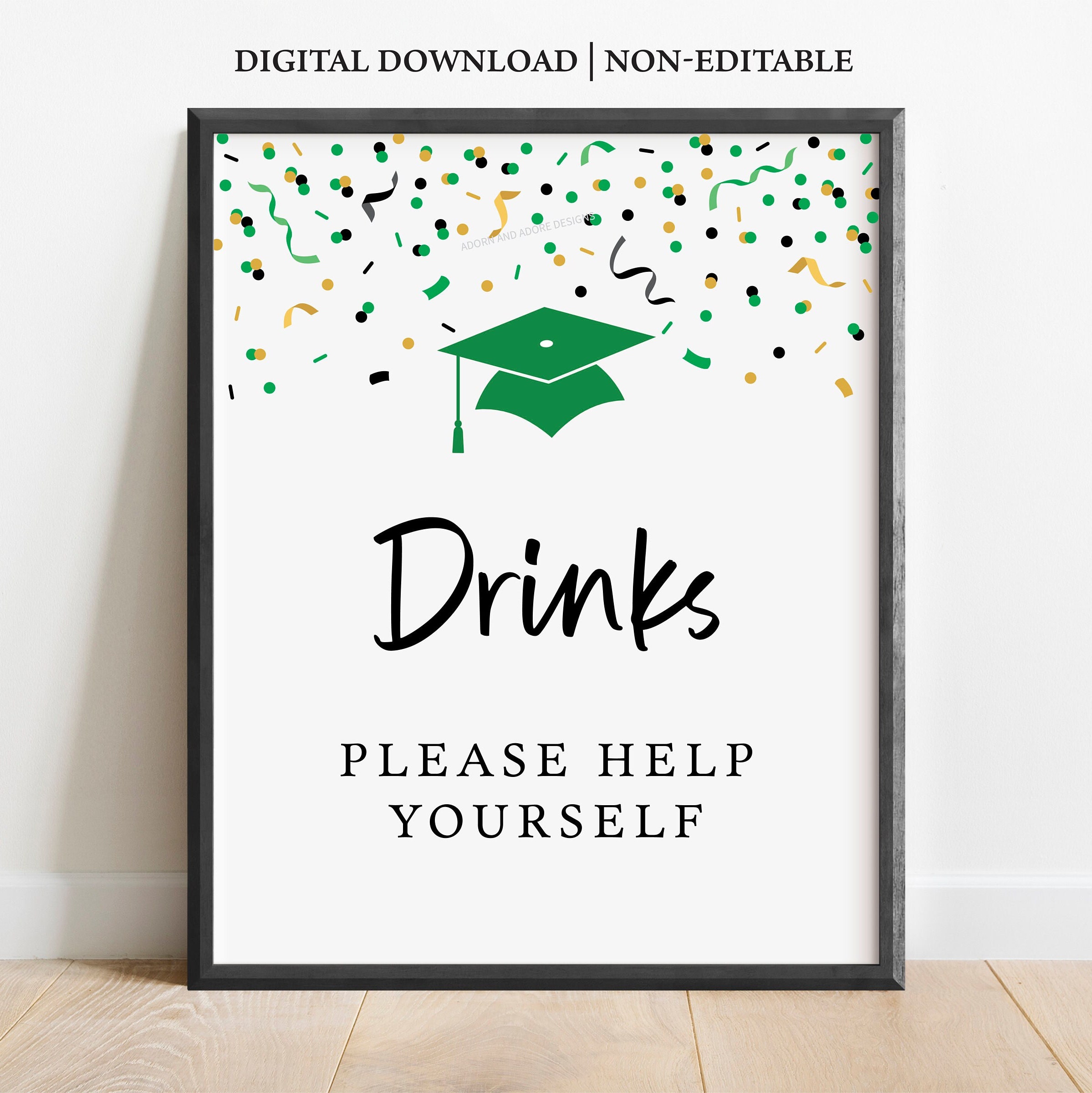 Graduation Drinks Sign, Printable Graduation Drinks Sign, Graduation ...